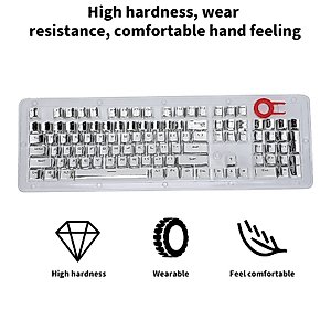 104Pcs Keycaps,DIY Personalized Design Metallic Durable Stable Two Tone Translucent Backlit Mechanical Keyboard Caps,Gaming Keyboard Replacement Parts(Silver)