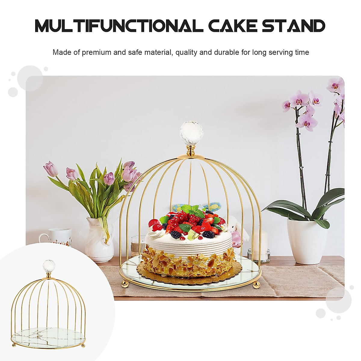 BESPORTBLE 1pc Cake Stand Cake Tower Stand Makeup Pallet Mini Muffin Tray Appetizer Cupcake Display Fruit Display Stand Flan Round Tray Party Dessert Holder Jewelry White Dressing Table Iron