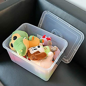 Begale 17.5 Quart Plastic Large Storage Container, Clear Latch Bin with Handle and Lid, 4-Pack