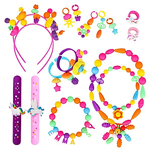 Pop Beads - 550+Pcs DIY Jewelry Making Kit for Toddlers 3,4,5,6,7,8 Year Old, Kids Snap Beads Set Art and Crafts Creativity Toys for Girls Birthday Gifts