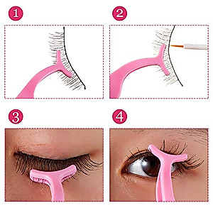 Mudder 60 Pcs Plastic Eyelashes Extension Tweezers False Eyelash Applicator Tool Eyelashes Clip Fish Tail Clip Tweezers for Lashes Application and Removal(Pink)