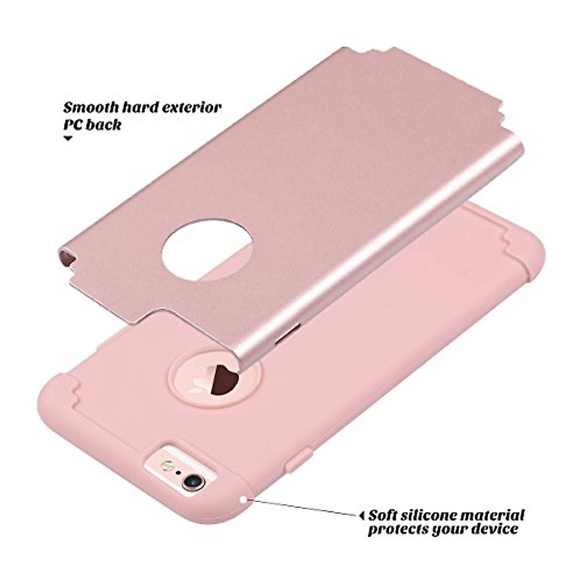 ULAK iPhone 6 Plus Case, iPhone 6S Plus Case, Slim Dual Layer Soft Silicone and Hard Back Cover Anti Scratches Bumper Protective Case for Apple iPhone 6 Plus / 6S Plus 5.5 inch - Rose Gold