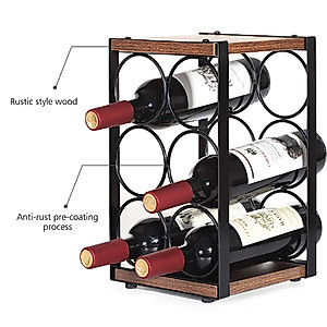 Wine Rack, Countertop Wine Holder for 6 Bottle Wine, Perfect for Home Décor Bar Wine Cellar Basement Cabinet Pantry