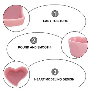 CLISPEED 3pcs Ceramic Heart Bowl Porcelain Sauce Dish Pink Heart Shaped Dip Bowls Ceramic Ring Dishes Candle Tray Dessert Bowl Snack Bowl Salad Fruit Bowl for Pasta Dinner