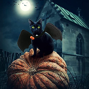 DIYASY Cat Halloween Bat Wing Costume,Halloween Small Pets Black Bat Costume Decoration for Puppy Dog and Cat with Bells