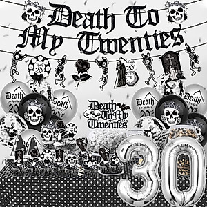 TSVATE Death to My 20s Decorations, Rip 20s Birthday Decorations, Rip to My 20s Birthday Decorations, 30th Birthday Decorations for Her Him Dirty 30 Thirtieth My Youth Funeral Party Decorations Banner