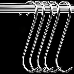YMXDYM 10 Inch Meat Hooks for Butcher,Heavy Duty Stainless Steel Meat Hooks for Hanging Beef, for Smoker Hot and Cold Smoking,Bacon Hams Duck Turkey, Chicken Hunting Smoking Ribs 6 Pack