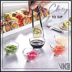 Vira 2.25 Ounce Mini Glass Bowls | Beautiful Wavy Design, Thick, Durable Glass, For Sauces, Condiments, Candy and More, Microwave and Dishwasher Safe, 6 Piece Set, 2.5” x 1.5”