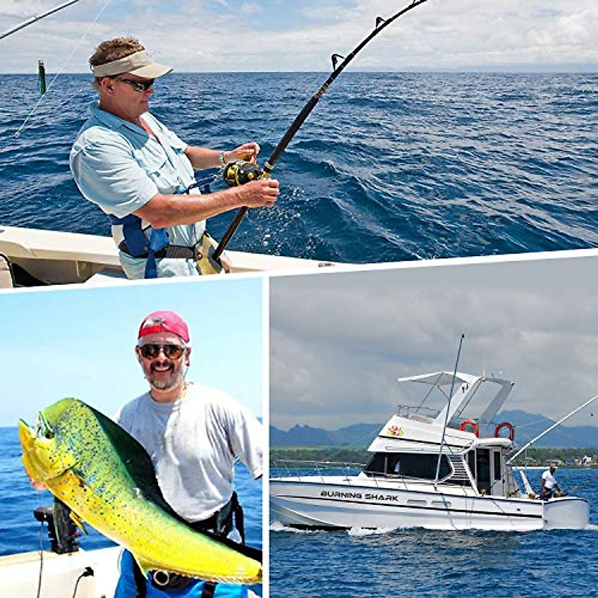 Sougayilang Trolling Reel Saltwater Level Wind Reels, Drag Reels Boat Fishing Ocean Fishing for Sea Bass Grouper Salmon-SHA30-Golden