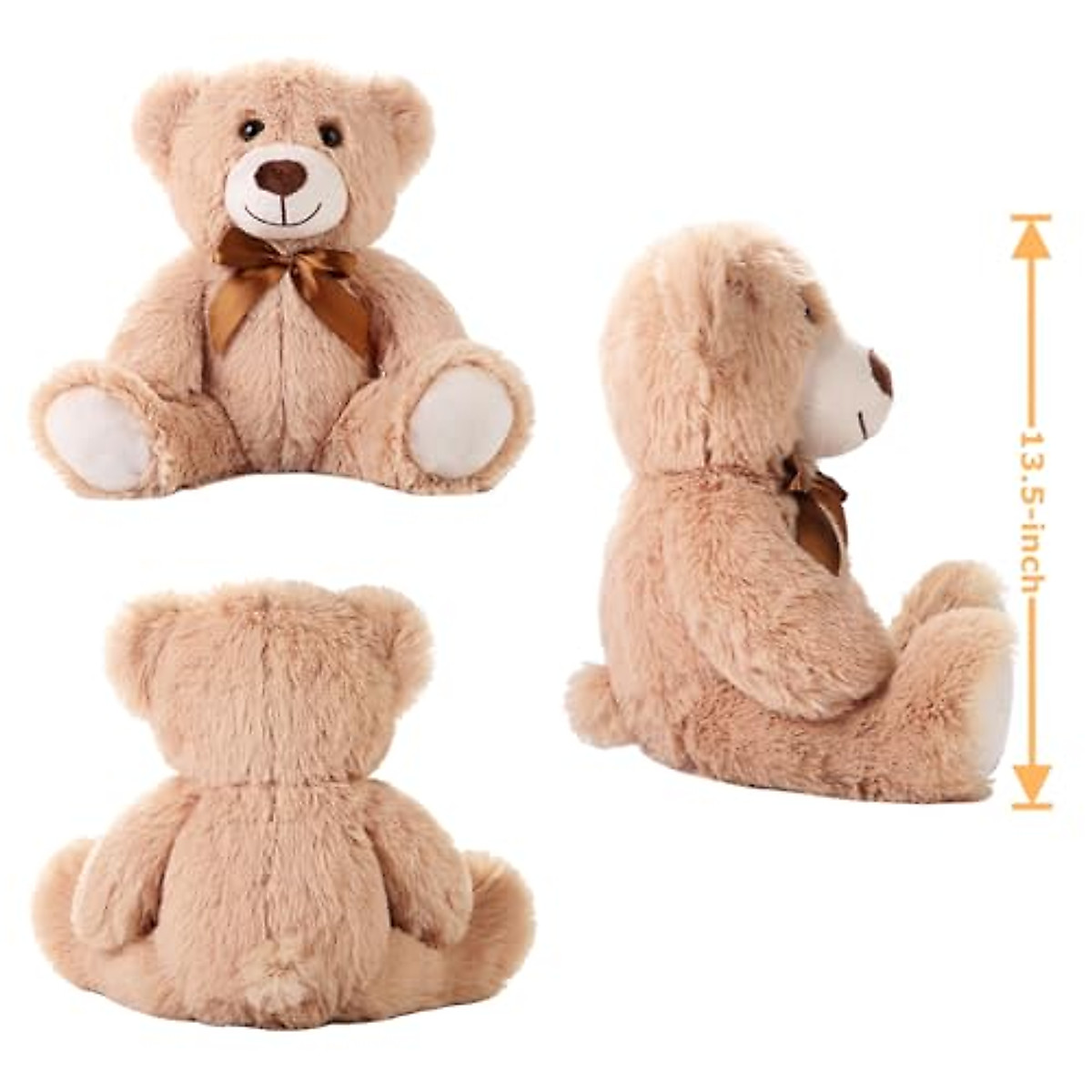 UHousDeco 13.5 Inch 3 Packs Cute Teddy Bear Stuffed Animal Plush Toys Gift for Kid, Grey Tan Brown