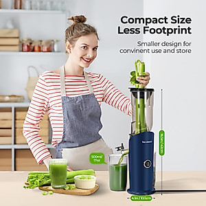 Narcissus Cold Press Juicer, Compact Slow Masticating Juicer Machines with 3" Feed Chute for Whole Vegetables and Fruits, Small Juicer Self Feeding, Easy Clean with Brush, High Juice Yield, BPA Free