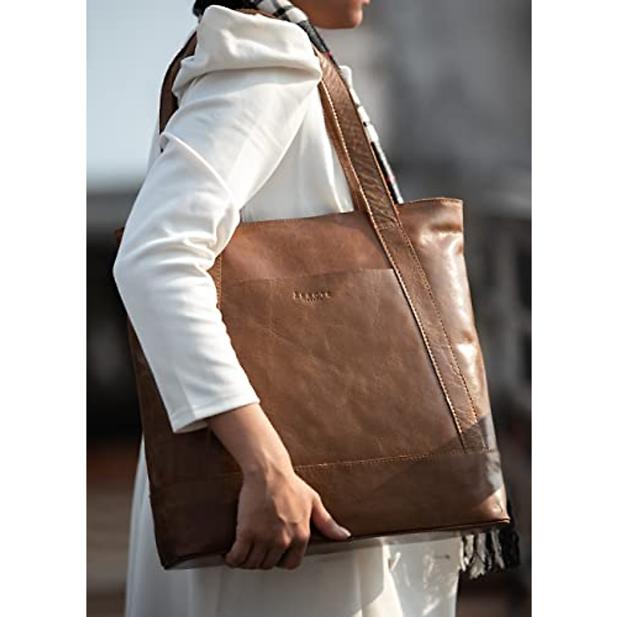Leather Tote Bag For Women with Zipper or Magnetic Closure - Shoulder Bag Large Hobo with Multiple Pockets Top Handle Handbag