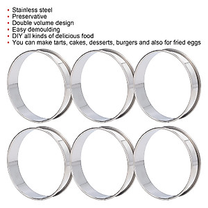 Crumpet Rings,6 PCS Double Rolled Tart Ring Easy Demoulding DIY Stainless Steel English Muffin Rings for Home Food Making Tool(10cm)