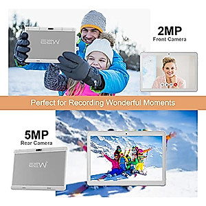 EEW Android 10 Inch Tablet, 3G Phone Talet with Dual Sim Card Slots, Dual Cameras, 2GB RAM 32GB Storage, 1280x800 HD Touchscreen, WiFi, Bluetooth 4.0, GPS, Quad Core (Silver)