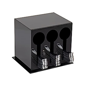 Mind Reader Foundation Collection, 3-Compartment Utensil Dispenser, 24pc. Capacity per Compartment, Cutlery Storage, Countertop Organizer, Kitchen and Breakroom, Black