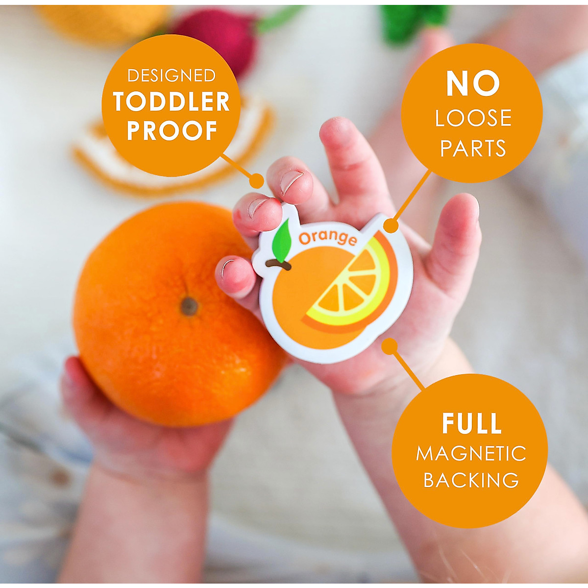 Curious Columbus - Fridge Magnets for Toddlers - Learning Magnets for Toddlers - Set of 52 Toddler Magnets - 26 Big Foam Food Magnets + 26 ABC Alphabet Magnets - Fun Refrigerator Magnets for Kids