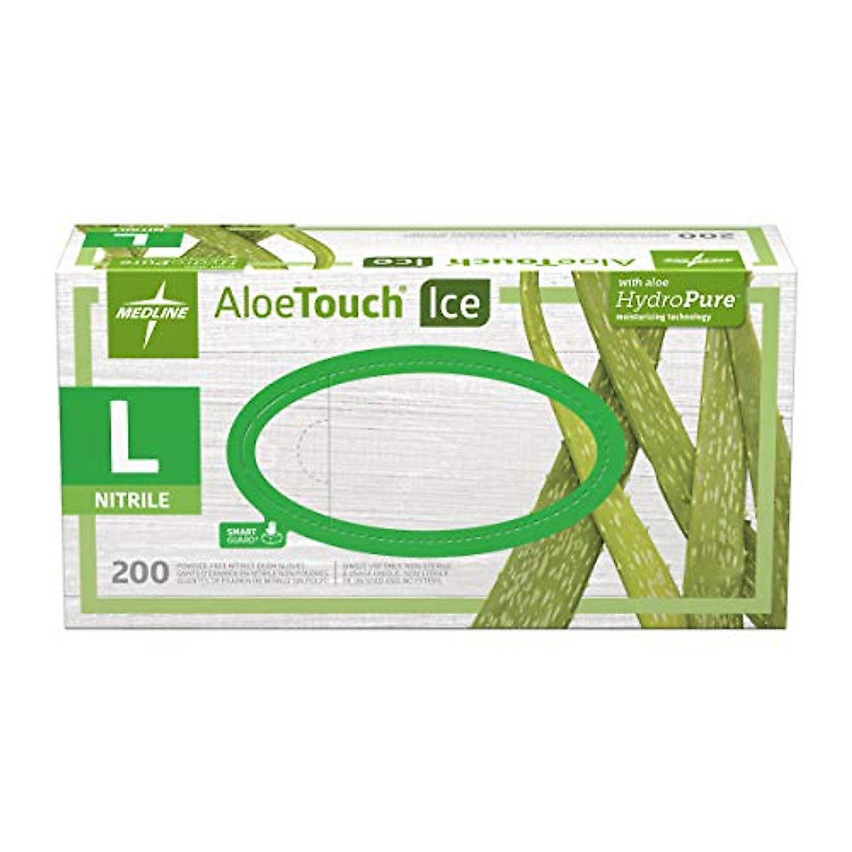 Medline Aloetouch Ice Nitrile Gloves, Large (Pack of 200)