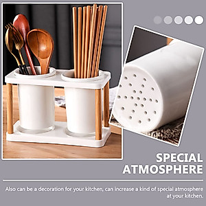 Cabilock 1pc Chopstick Holder Utensil Organizers Spoon Organizer Utensil Holder Kitchen Decor Spoon Storage Rack Flatware Holder Kitchen Organizer Spoon Holder Wooden Nordic Kitchenware