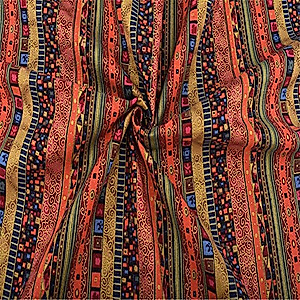 Gigicloud 5 Pcs/Set Fat Quarters Fabric Bundles, Colored Printing Fabrics Ethnic Style Pattern Cotton Fabric Quilting Squares Handmade Patchwork Quarter Sheets Set for Sewing, 10 x 8 inch