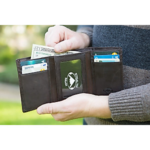 Stealth Mode Trifold Leather Wallet for Men with RFID Blocking (Brown)