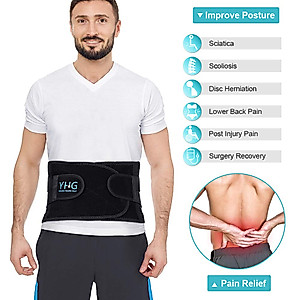 Adjustable Lumbar Belt, Waist Belt with Curved Aluminum Strips, Breathable Mesh Panels Dual Adjustable Hook and Loop Closure for Herniated Disc, Sciatica Pain Relief and Injury Prevention (Black M)