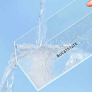 BUCATSTATE Hamster Sand Bath Container with Ladder - Acrylic Shower and Digging Room Litter Box for Mice Lemming Gerbils Small Animal (Rectangle Shaped)