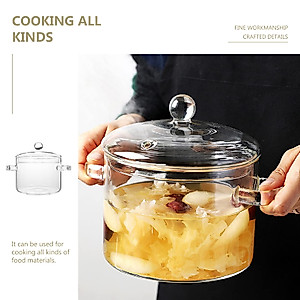 TOPBATHY Cooking Pot Glass Simmer Pots: 45Oz/1.35L Saucepan Glass Borosilicate Glass Handmade Cookware Set stovetop Pot - Safe for Pasta Noodle Soup Milk Tea Salad