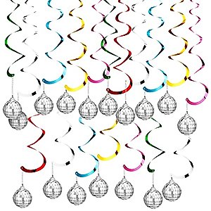18 Set Mirror Disco Balls Decorations with Party Hanging Swirls Silver Hanging Party Disco Ball Decorative Party Decorations Ceiling Decor for Home Disco Party Birthday Stage Props Game Accessories