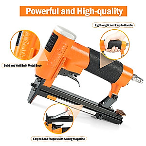 KN8016 21 Gauge Industrial Pneumatic Upholstery Stapler 1/2-Inch Crown for 1/4-Inch to 5/8-Inch Staples, Air Power Upholstery Construction Staple Gun for Home Renovation, Furniture, DIY Woodworking