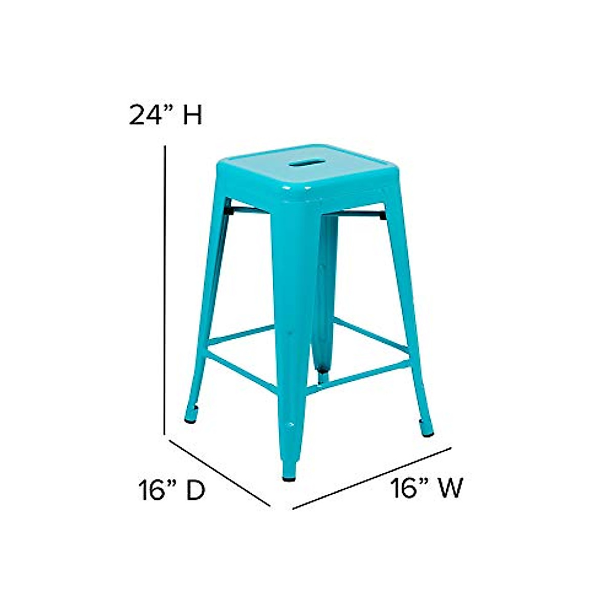 Flash Furniture 24" High Metal Counter-Height, Indoor Bar Stool in Teal - Stackable, Pack of 4