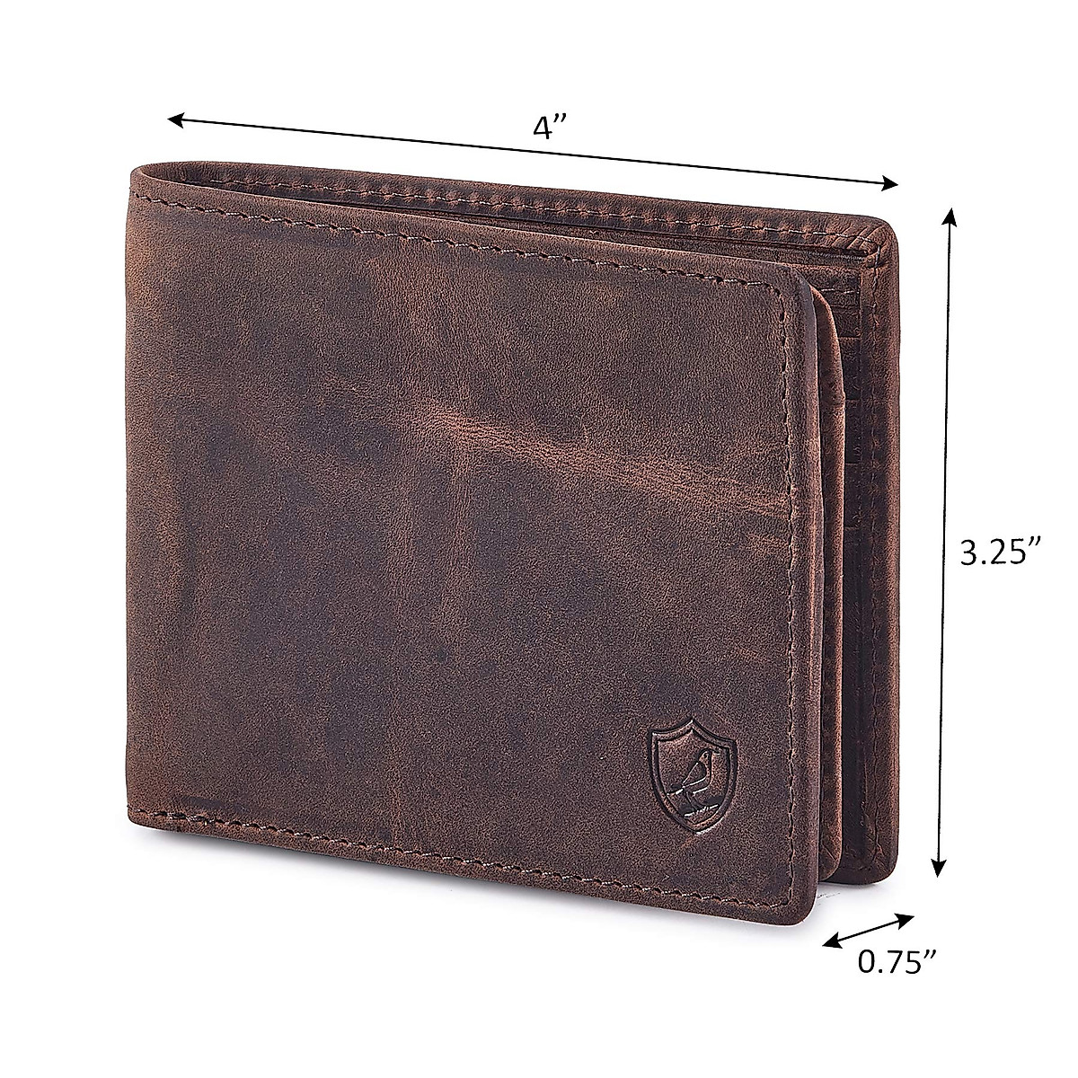 Cochoa Wallet for Men's RFID Blocking Real Leather Bifold Stylish 2 ID Window in Gift Box (CRAZY HORSE, COGNAC)