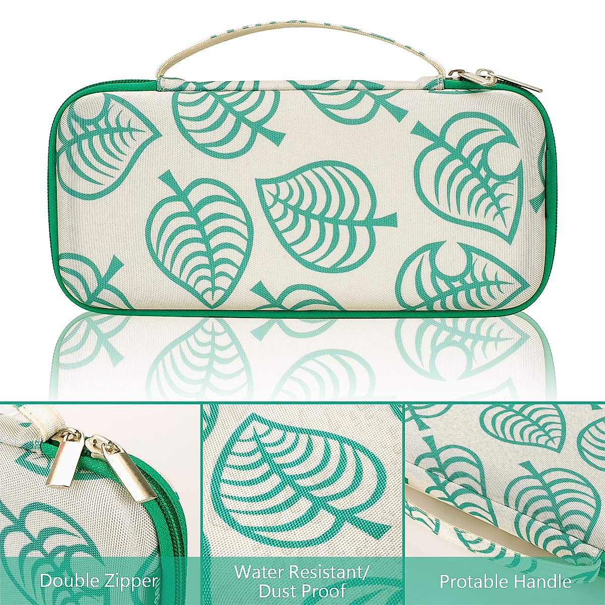 Carrying Case for Nintendo Switch,Travel Carry Cover Hard Shell Storage for Leaf Crossing NS Console and Accessories,Slim Protective Portable Travel Pouch Bag with 10 Game Card Slots for Girls Boys