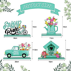 4 Pcs Hello Spring Table Decorations Easter Spring Table Centerpieces Enjoy The Ride Wooden Signs Spring Decorations for Home Wooden Letter Blocks Spring Party Ornament Farmhouse Rustic Table Decor