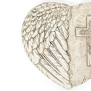 Napco Angel Wing Cross Grey 11 x 10 inch Resin Decorative Garden Stepping Stone
