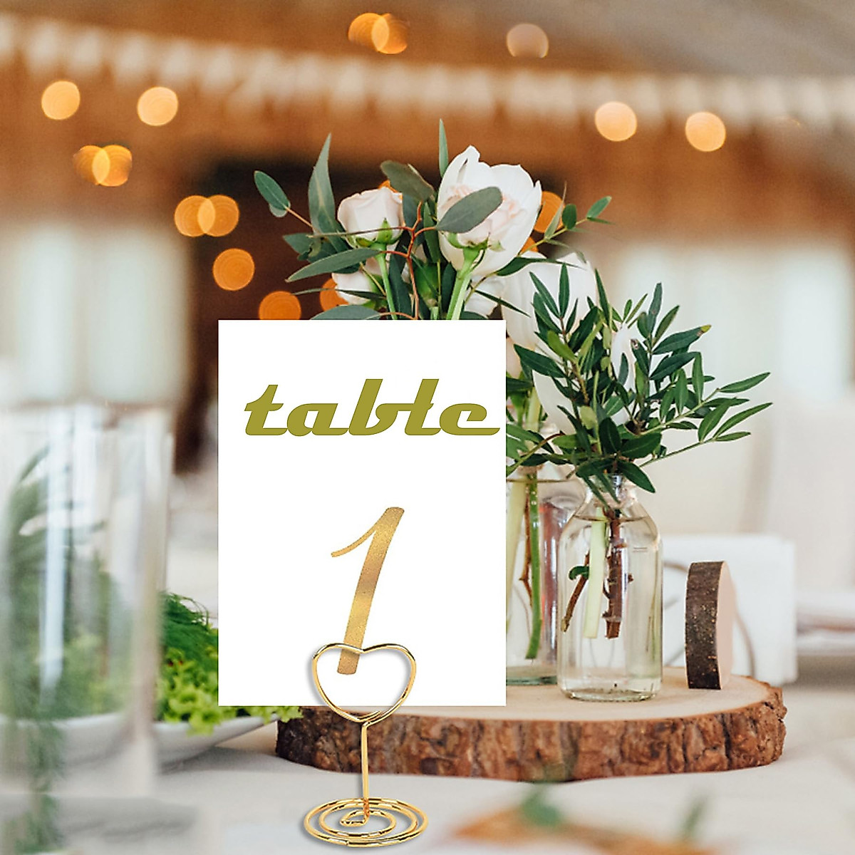 WOHENI 20Pcs Mini Table Number Holders,Place Card Holder,Wire Picture Holder,Small Size Table Card Holders,Photo Holder for Centerpieces,Wedding Reception,Party, Birthday (Gold)