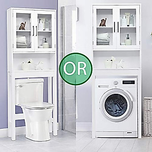 BestComfort Over The Toilet Cabinet Storage, Bathroom Space Saver, Organizer Over Toilet Storage, Freestanding Above The Toilet Shelves Rack Unit (64'' H)