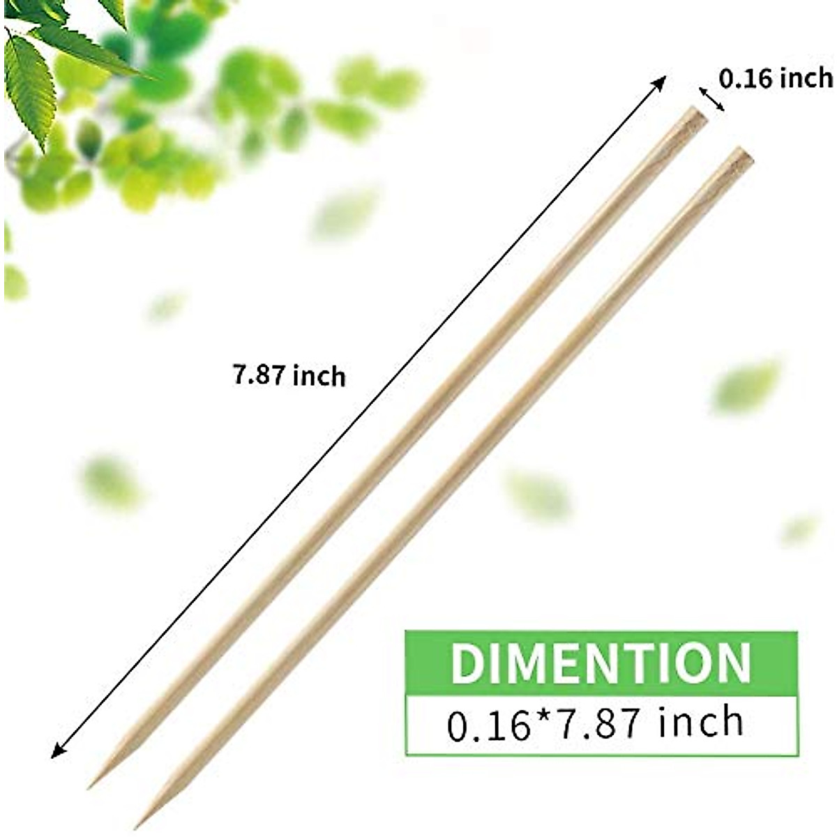 Fu Store Bamboo Skewers, 8 Inch Bamboo Sticks 100pcs BBQ Kabob Skewers,Grill, Appetizer, Fruit, Corn, Chocolate Fountain, Cocktail, Art, Set of 100 Pack,with Free 10 Pairs of Gloves