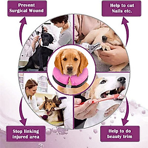 Protective Inflatable Collar for Dogs, Soft Inflatable Dog Neck Donut Collar Alternative After Surgery, Blow Up Dog Collar E Collar Substitute (Medium, Pink)