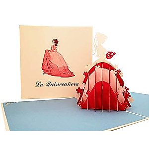 iGifts And Cards Happy La Quinceañera 3D Pop Up Greeting Card - 15th Birthday, Grace, Pink Party, Feliz Quince, Gift, Rose, Unique Special Dance, Congratulations, Fancy Dress, Celebration, Birthday