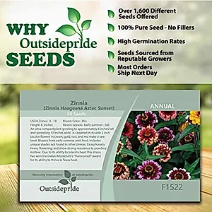 Outsidepride Zinnia Aztec Sunset Flower Plant Seed Mix - 50 Seeds