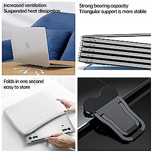 muchly Keyboard stand-2PCS,Portable Invisible Laptop Stand for with 2 Adjustable Angles for Desk,Mini Aluminum Cooling Pad,with MacBook Pro/Air, Lenovo, Surface (Black)