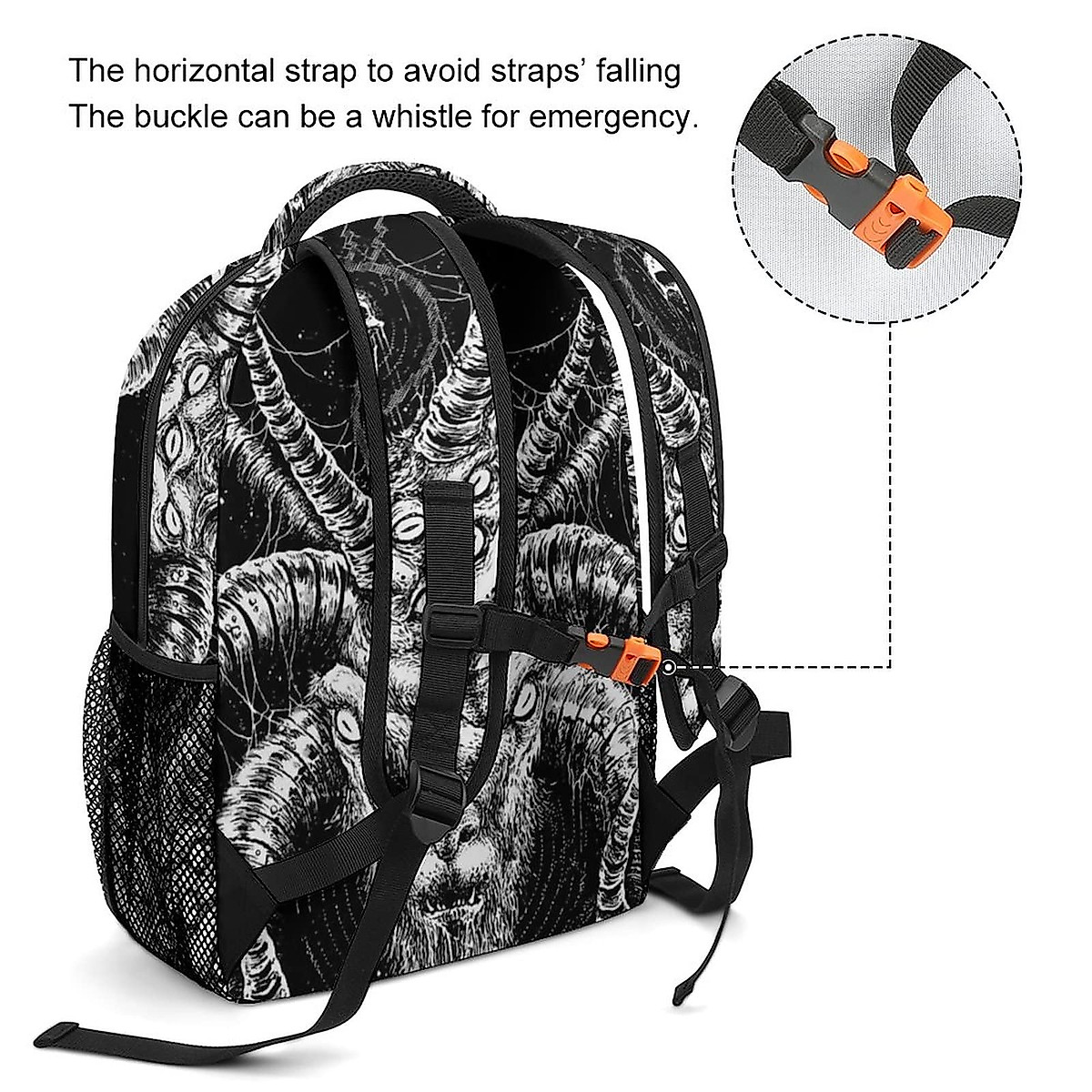 Baphomet Satan Goat Laptop Backpack Fashion Shoulder Bag Travel Daypack Bookbags for Men Women