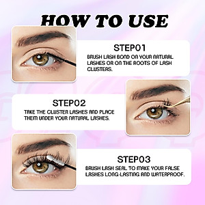 GAQQI Lash Bond and Seal, Lash Cluster Glue for DIY Lash Extensions, 48 Hours Long Lasting Waterproof Lash Adhesive Glue, Non-irritating Flase Lashes Glue for Sensitive Eyes (White Bond)