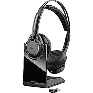Plantronics - Voyager Focus UC with Charge Stand (Poly) - Bluetooth Dual-Ear (Stereo) Headset with Boom Mic - USB-A PC/Mac Compatible - Active Noise Canceling-Works with Teams (Certified), Zoom & more