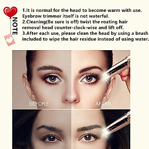 Rechargeable Eyebrow Hair Removal For Women, MMCAT Painless Electric Eyebrow Trimmer Epilator, Ladies Eyebrow Razor Shaver For Eyebrow Hair Remover With LED Light (Rose Gold)