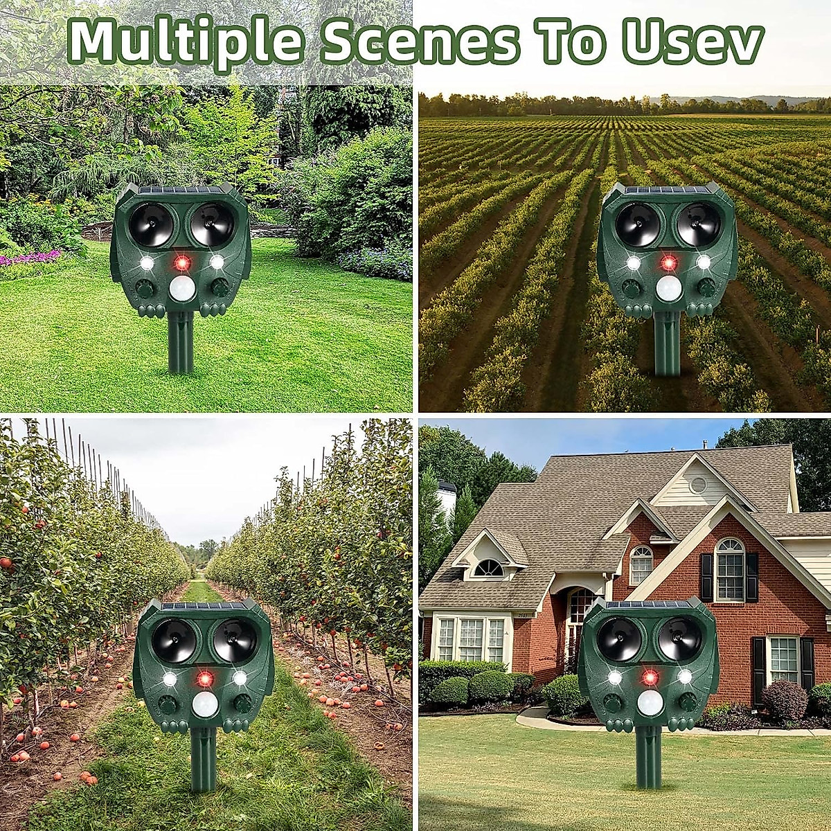 Jahy2Tech Solar Ultrasonic Animal Repellent Outdoor Cat Deterrent Deer Repellent with PIR Motion Sensor & Led Strobe Light Waterproof Solar Animal Repeller,Squirrel Repellent Raccoon Rabbit Repellent