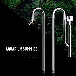 Metal Lily Pipe, 304 Stainless Steel Surface-Skimmer Stainless Steel Inflow Outflow with 2 Acrylic Holder for Aquarium Planted Tank, Inflow and Outflow Pipe Set Removes Surface Scum Pipe