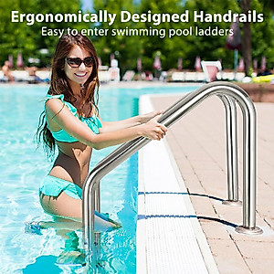 Pool Ladder, 3 Step In-Ground Swimming Pool Step, Stainless Steel Pool Ladder Step for Indoor/Outdoor Pool, Heavy Duty Non-Slip Inground Ladder, Easy Assembly