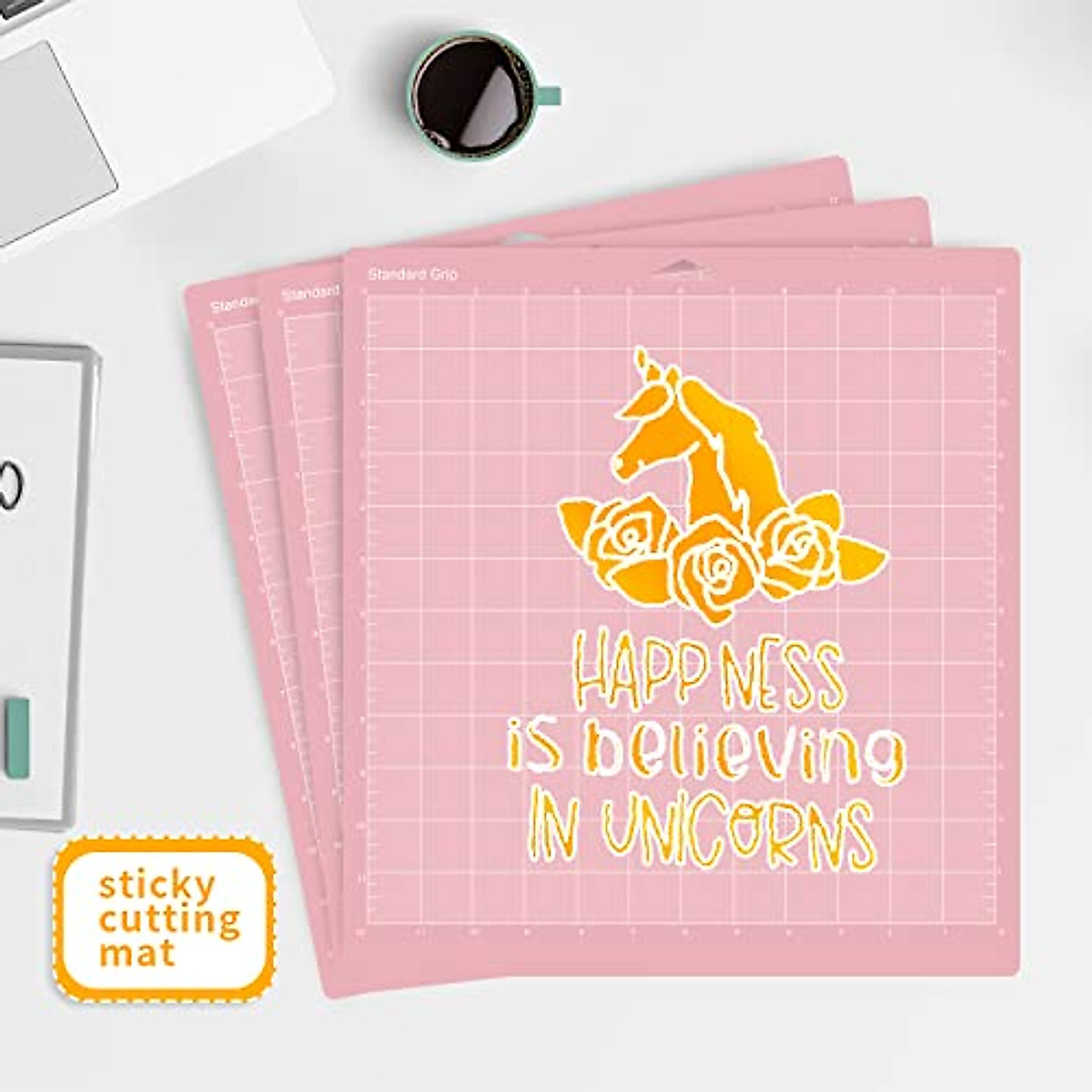 AHIJOY Standard Grip Cutting Mat for Cricut 12"x12" 3 Pack Cricut Accessories Cutting Mat for Cricut Maker/Air 2/Air/One Adhesive Sticky Cutting Mats Accessories for Cricut,Blue