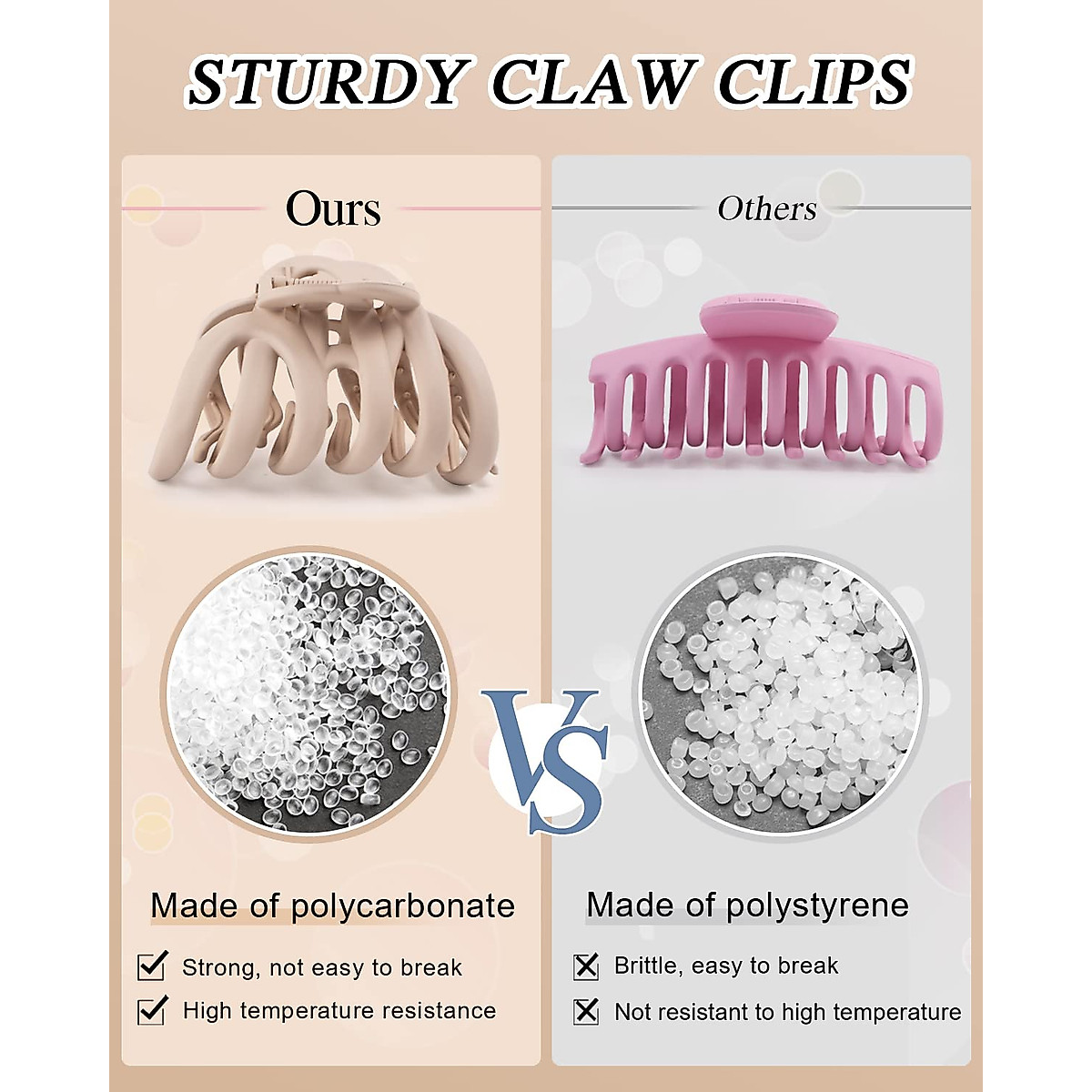 4 Pieces 3.5'' Large Octopus Claw Clips for Thick Long Hair, Big Hair Clips for Women, Strong Hold Hair Claw Clips, Matte Non-slip Jaw Hair Clips (Neutral Color)